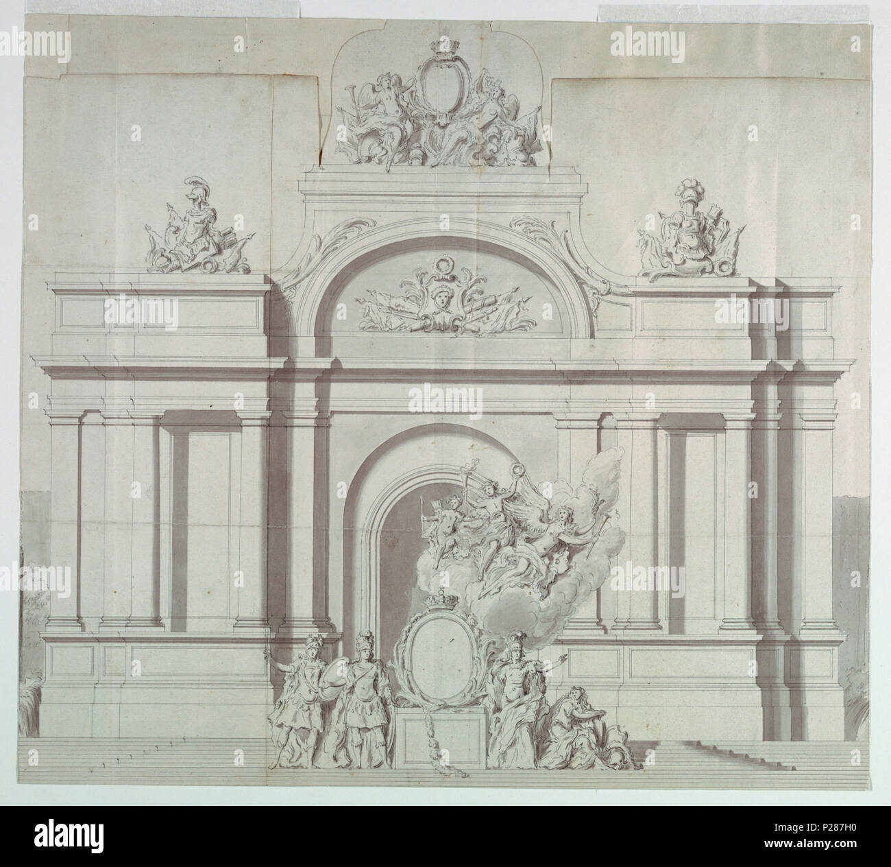 . English: Drawing, Design for a Monument with Allegories . before 1911 ...