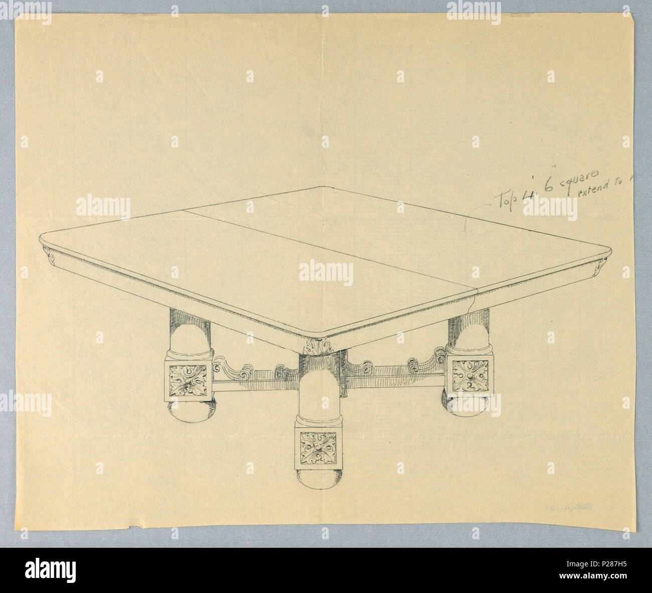 101 Drawing, Design for a Rectangular Dining Table on Bun-Feet, 1900–05 ...