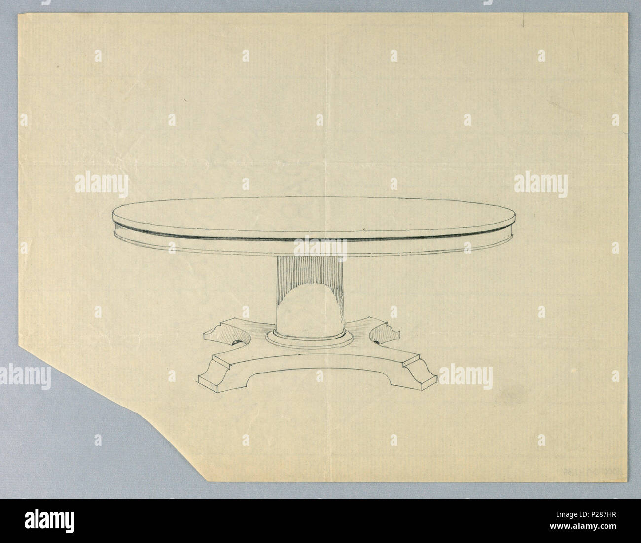 101 Drawing, Design for a Round Dining Table with Bracket Feet, 1900–05 ...