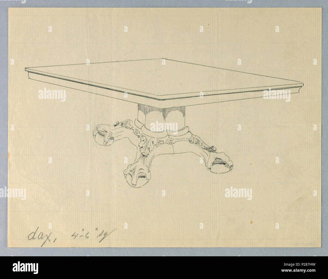 101 Drawing, Design for a Rectangular Table with Ball-and-Claw Feet ...