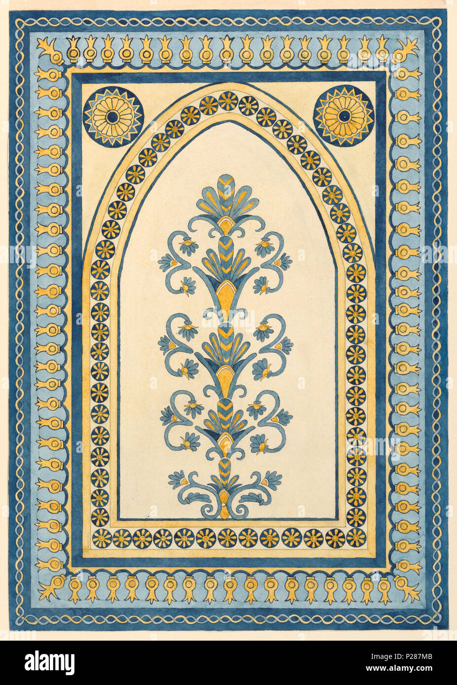 . English: Drawing, Design for a wall panel in Moorish Style, about ...