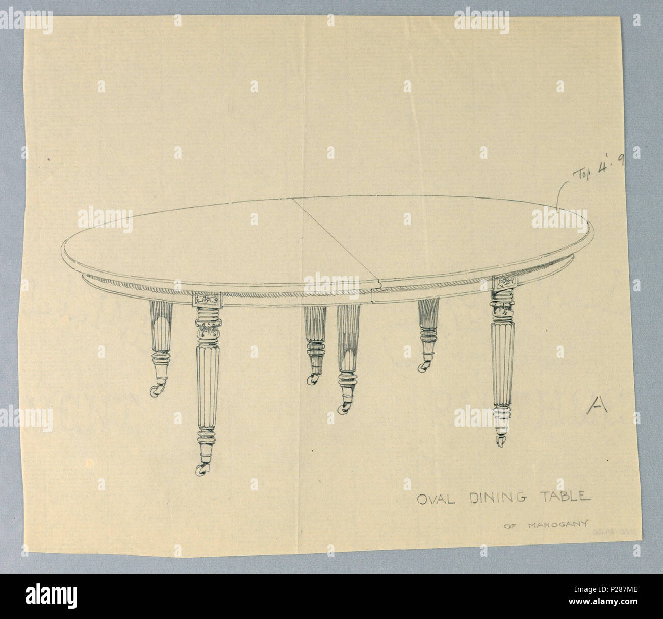 101 Drawing, Design for an Oval Dining Table 'A" of Mahogany, 1900–05 ...