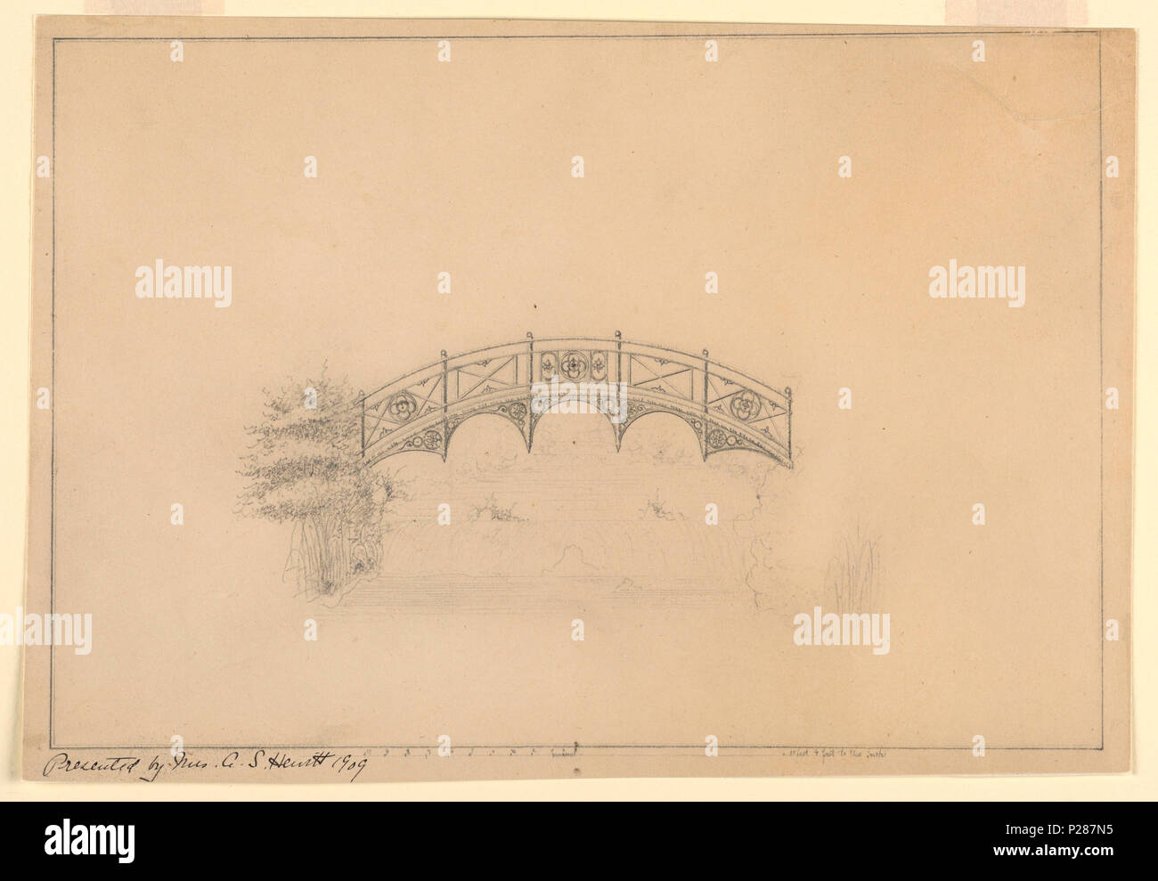 . English: Drawing, Design for Bridge in Garden Pavilion, ca. 1909 ...