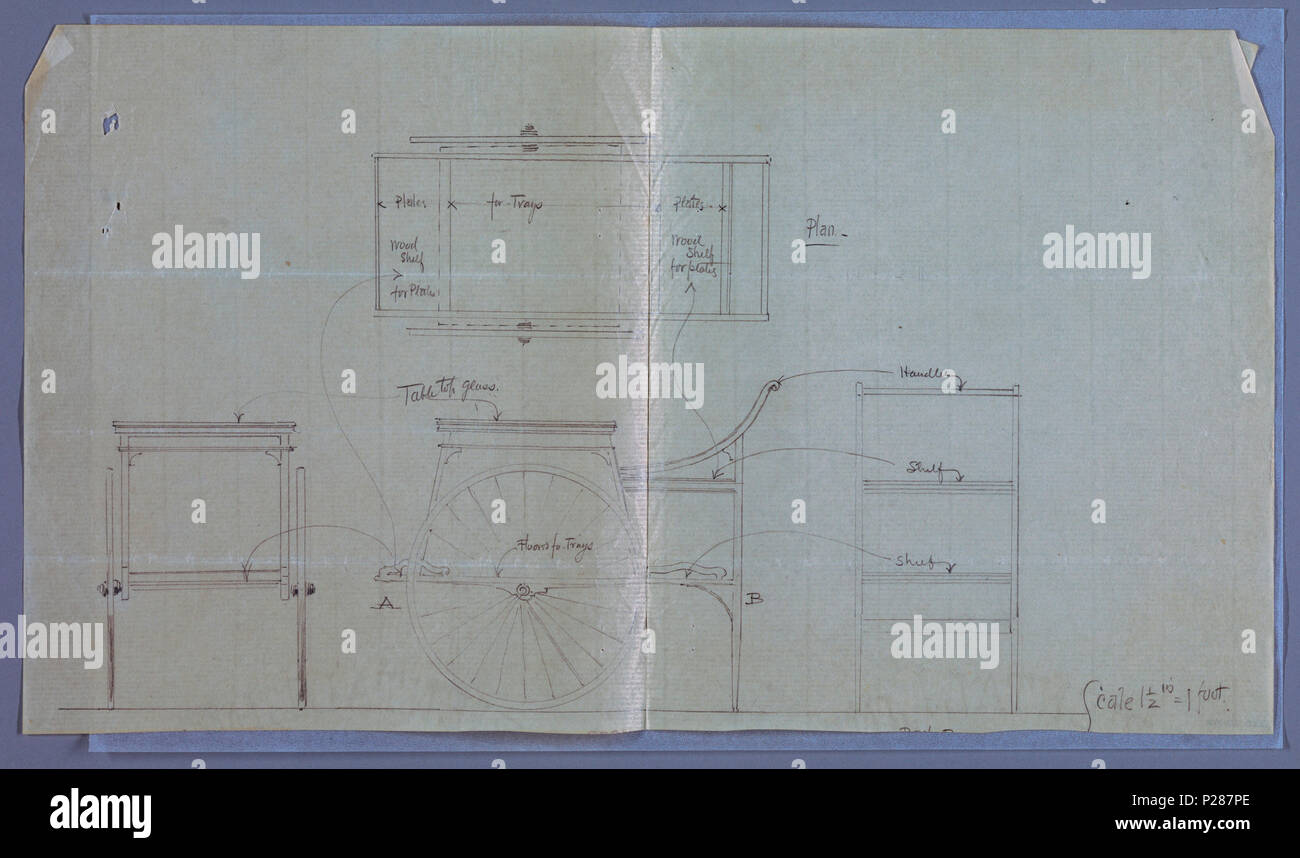 101 Drawing, Design for Dining Table- Cart for Plates and Trays (Plan ...