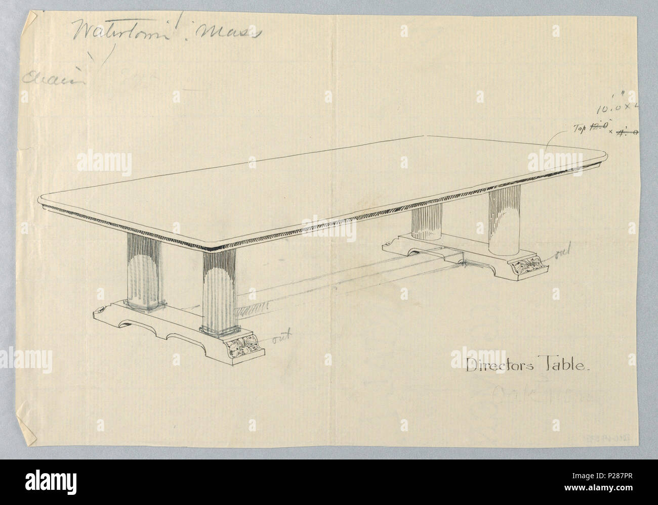 101 Drawing, Design for Director's Table with Horizontal Stretcher ...
