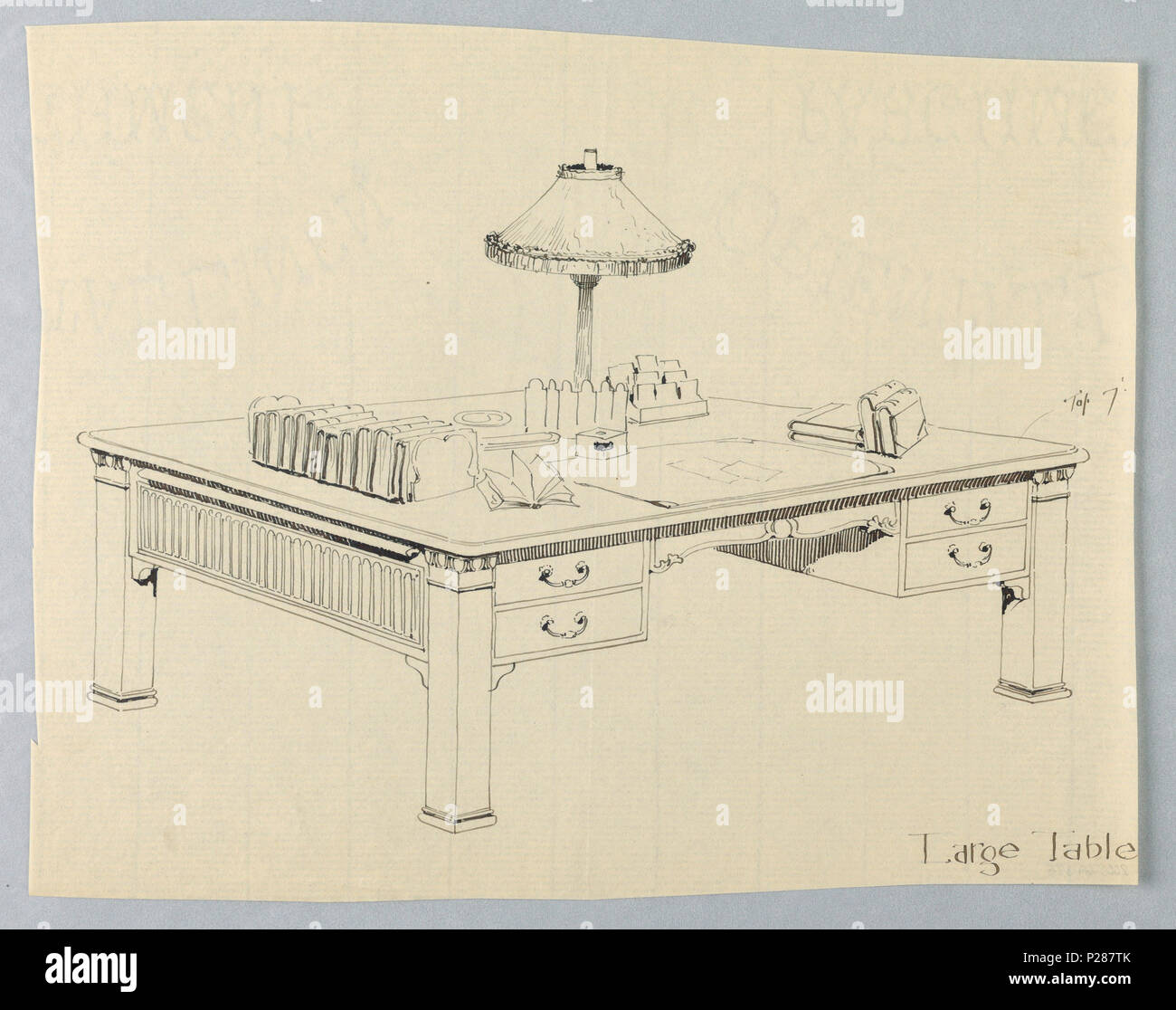 101 Drawing, Design for Large Library Table on Plain Square Legs, 1900 ...