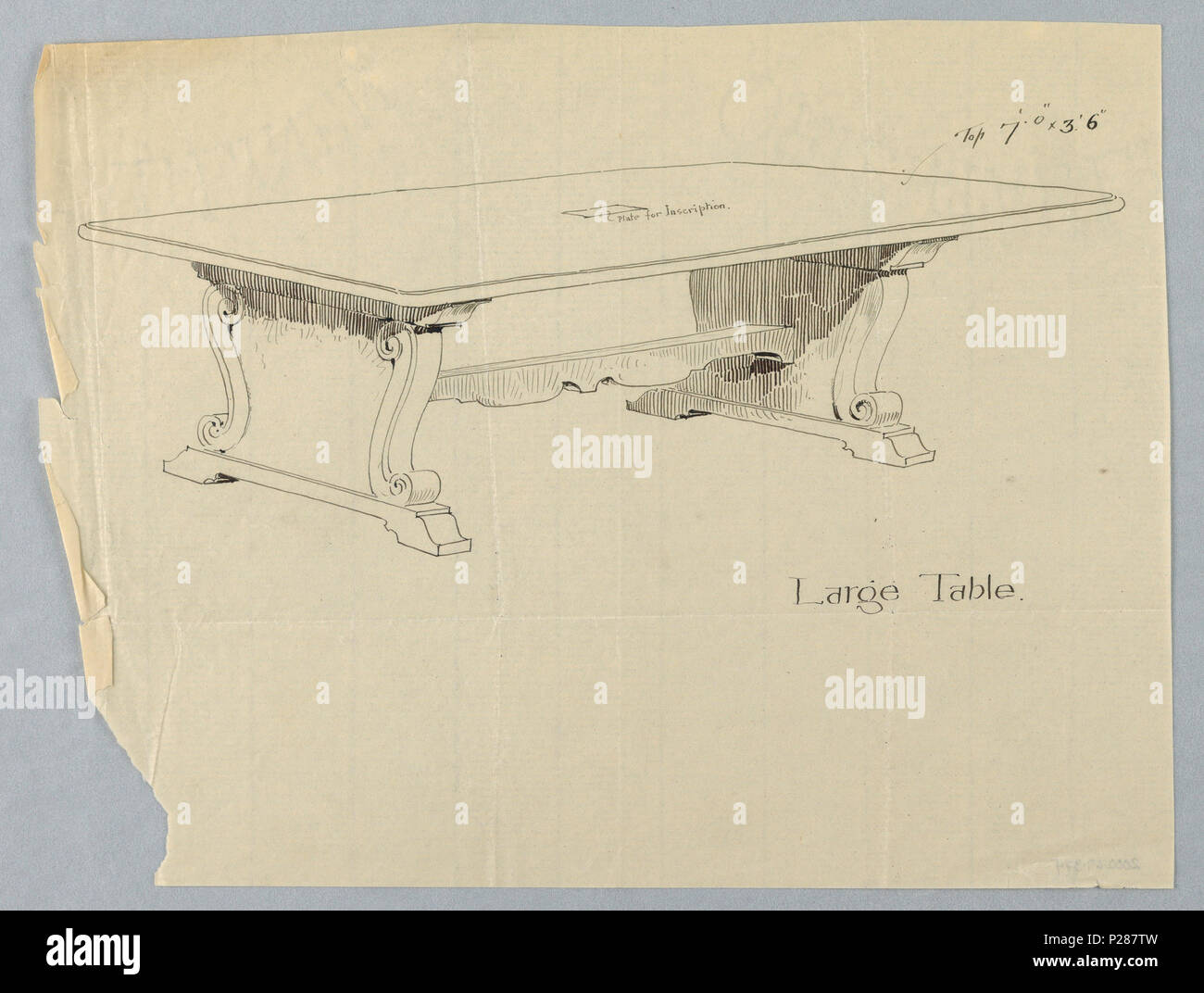 101 Drawing, Design for Large Library Table with Plate for Inscription ...