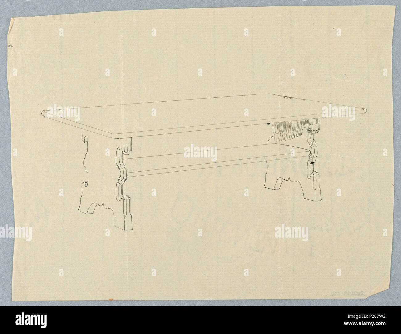 101 Drawing, Design for Large Rectangular Table with Rectangular Shelf ...