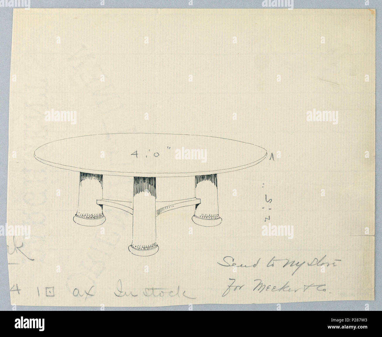 101 Drawing, Design for Large Round Table on Three Legs, 1900–05 (CH ...