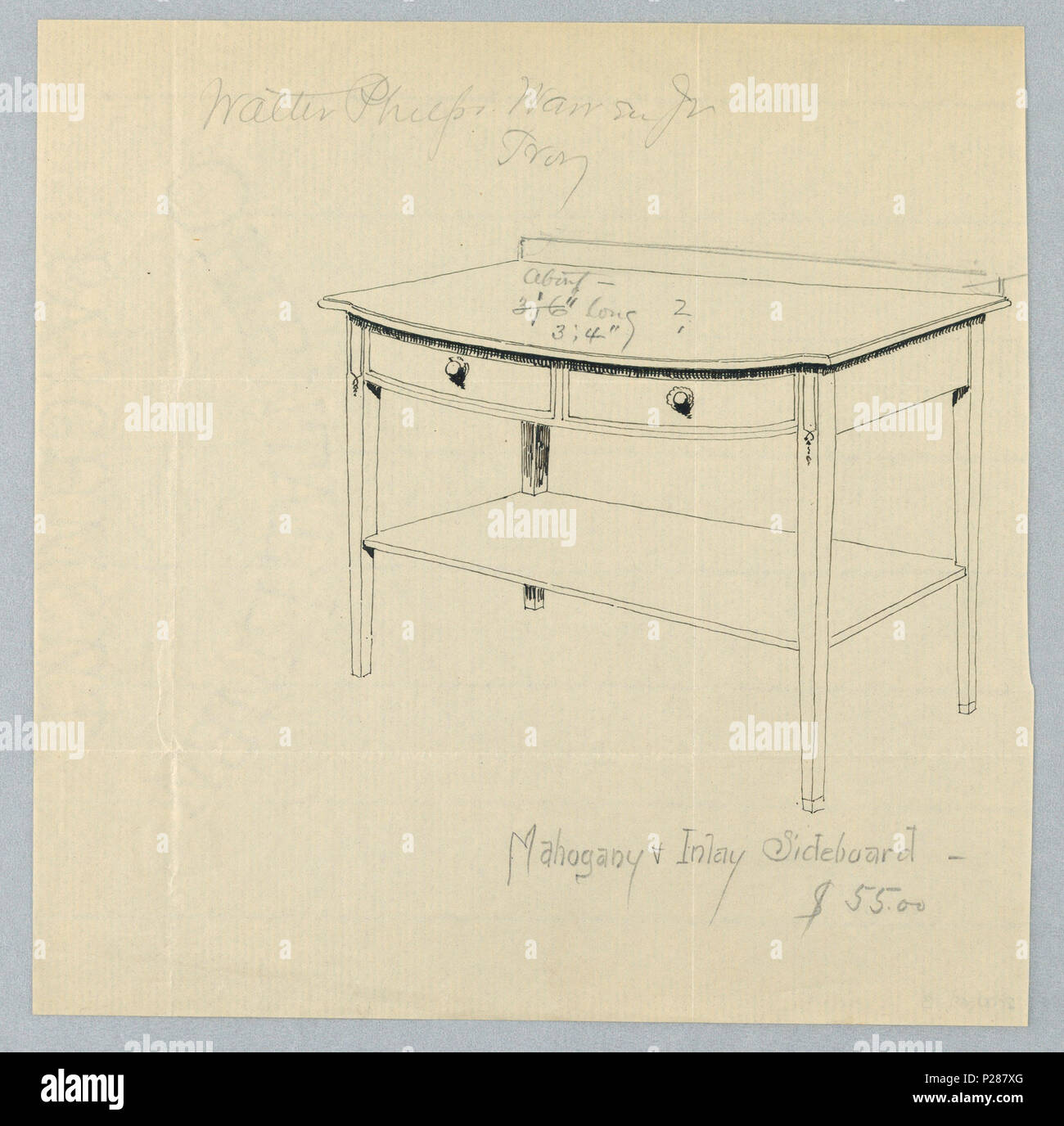 102 Drawing, Design for Mahogany and Inlay Sideboard, 1900–05 (CH ...