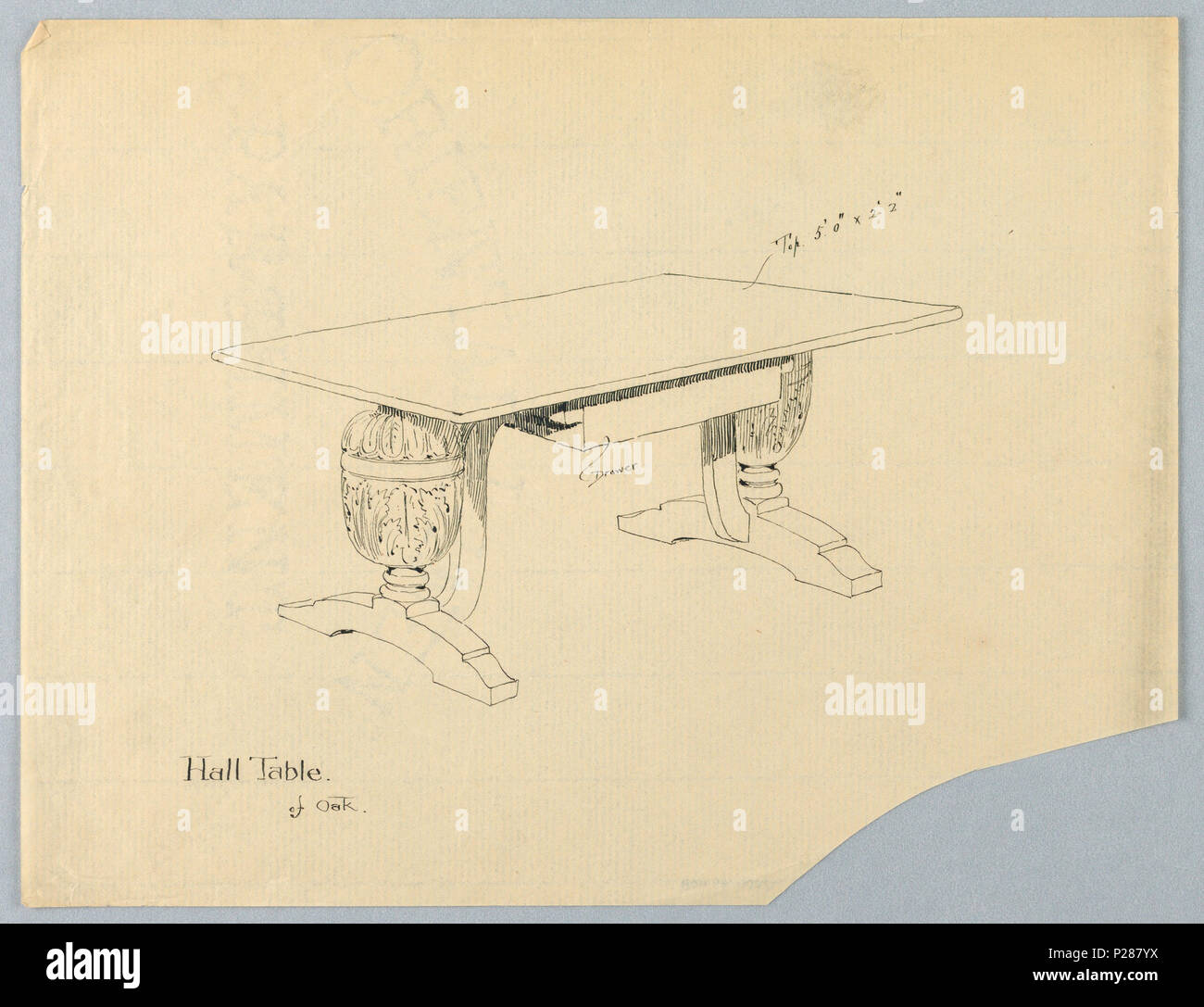 102 Drawing, Design for Oak Hall Table with Single Drawer, 1900–05 (CH ...