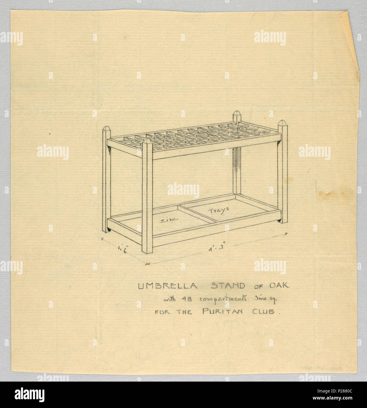 102 Drawing, Design for Oak Umbrella Stand, 1900–05 (CH 18683921 Stock ...