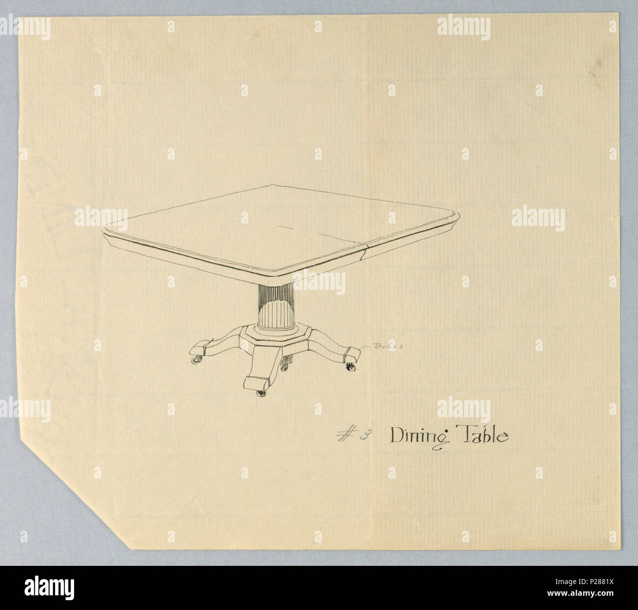 102 Drawing, Design for Rectangular Dining Table on Octagonal Base ...