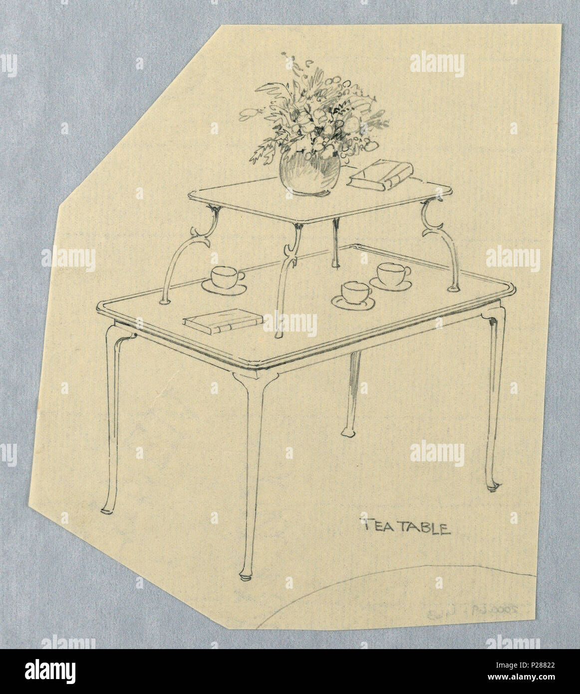102 Drawing, Design for Rectangular Tea Table with Removable Tray, 1900 ...