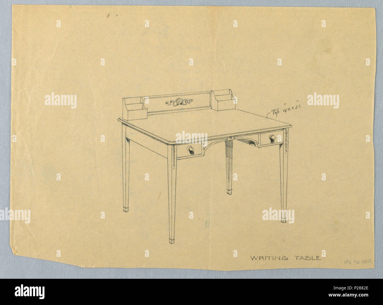 102 Drawing, Design for Rectangular Writing Table with Carved Shell ...