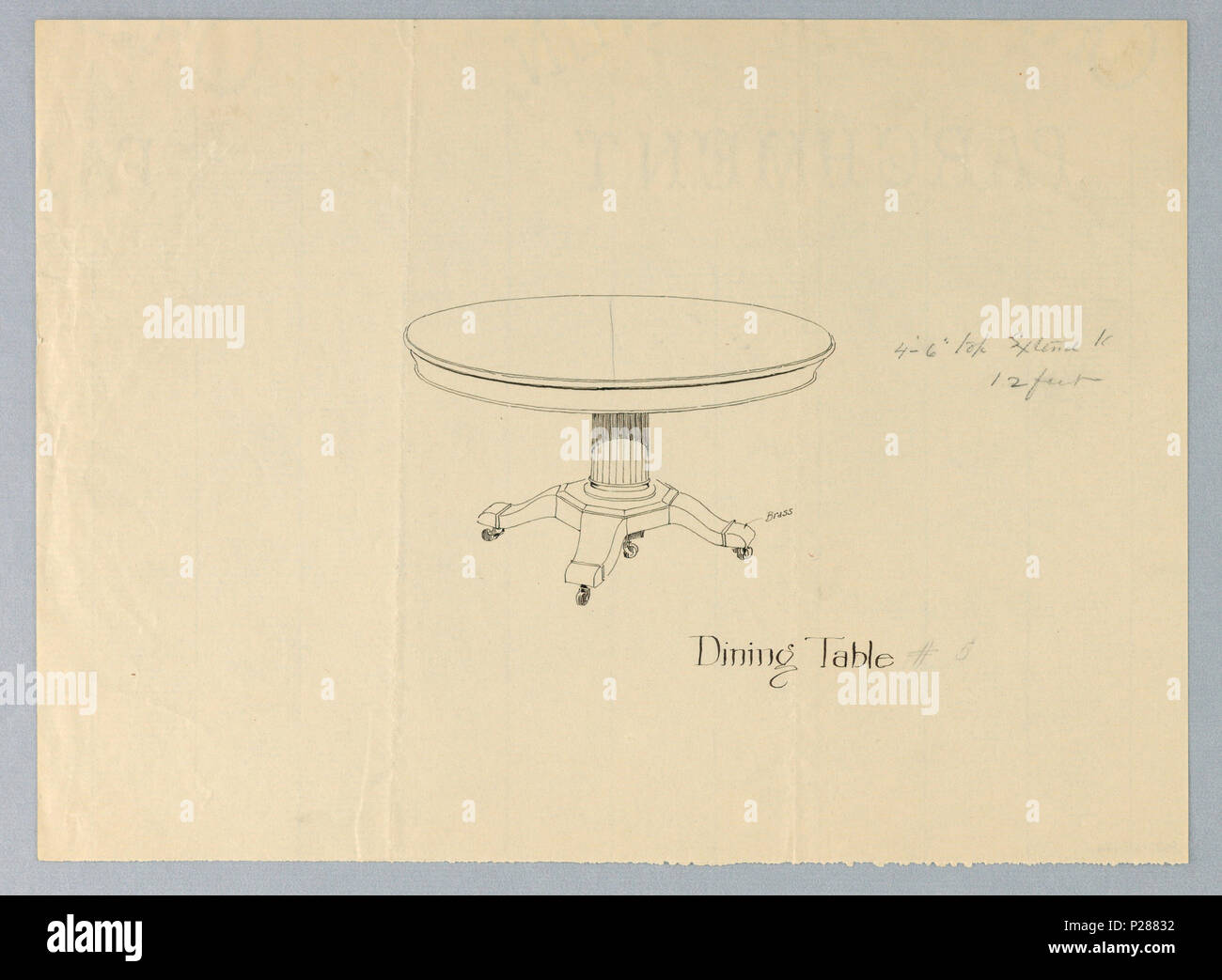 102 Drawing, Design for Round Adjustable Dining Table on Octagonal Base ...