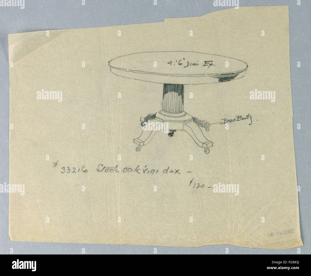 102 Drawing, Design for Round Oak Dining Table, 1900–05 (CH 18680795 ...