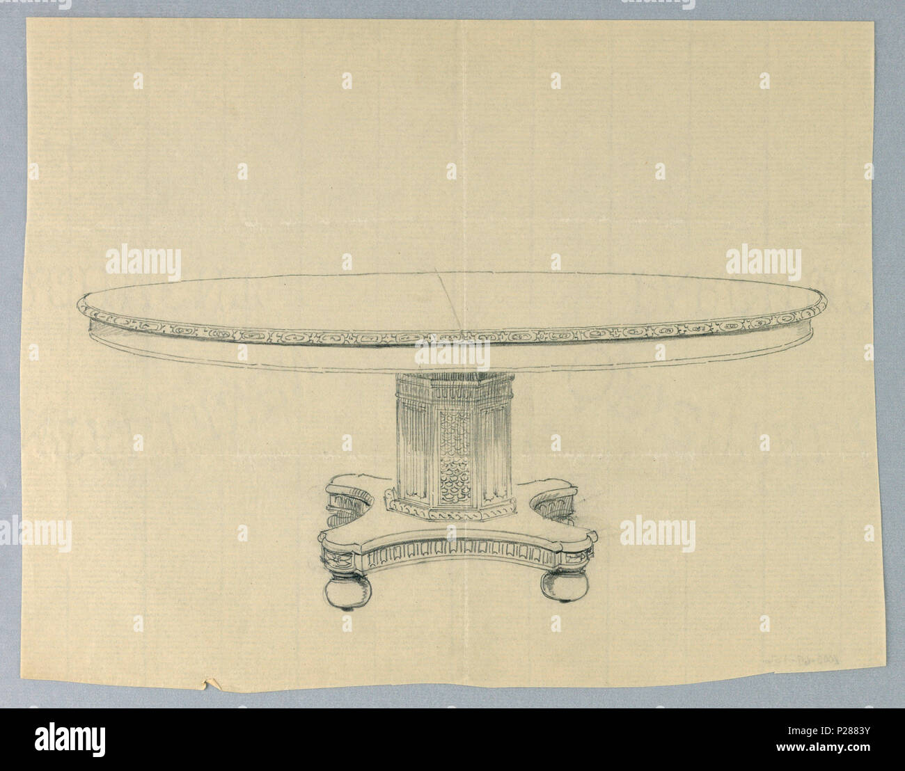 102 Drawing, Design for Round Table on Elaborate Base, 1900–05 (CH ...