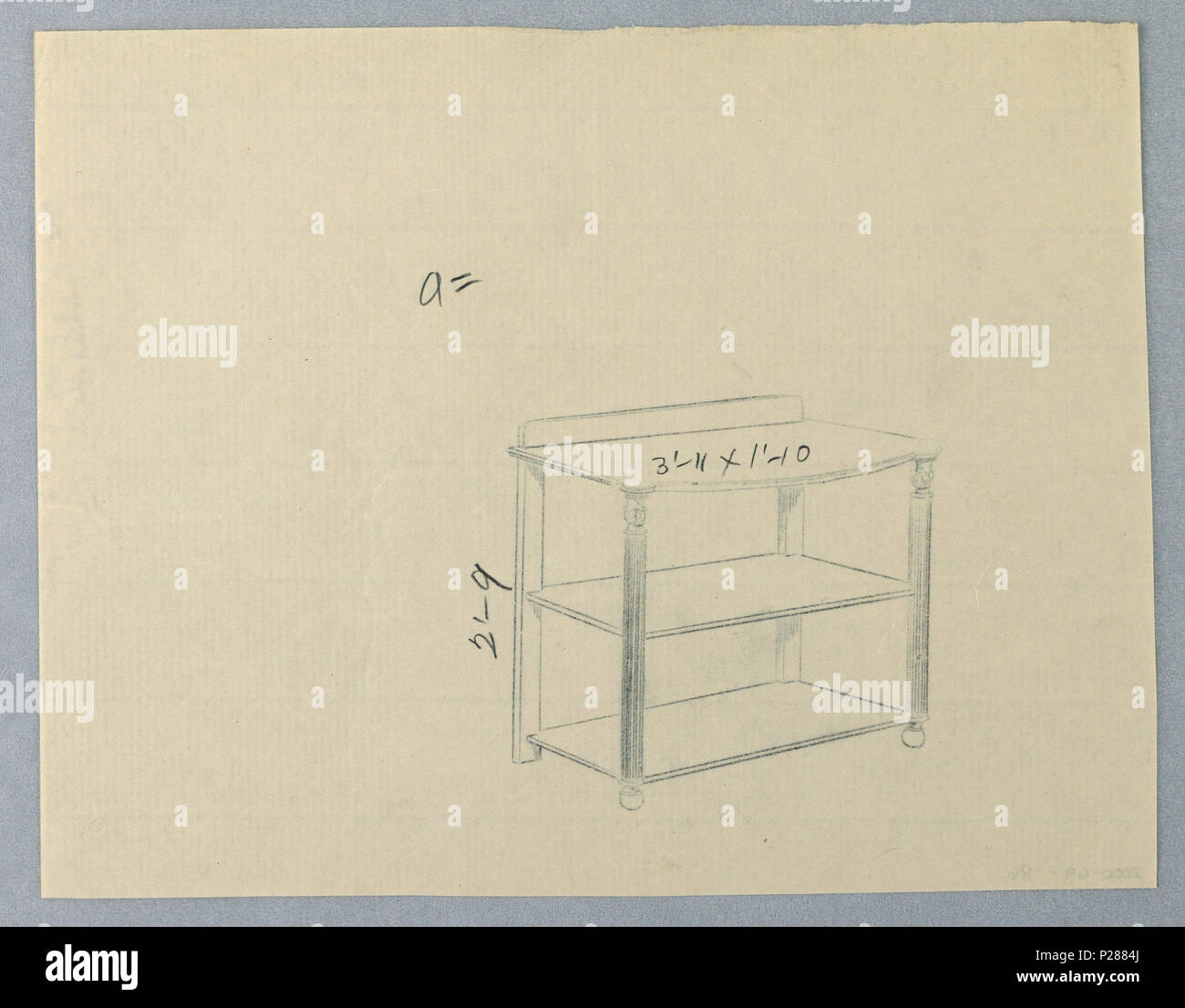 103 Drawing, Design for Serving Table with Straight Reeded Legs, 1900 ...