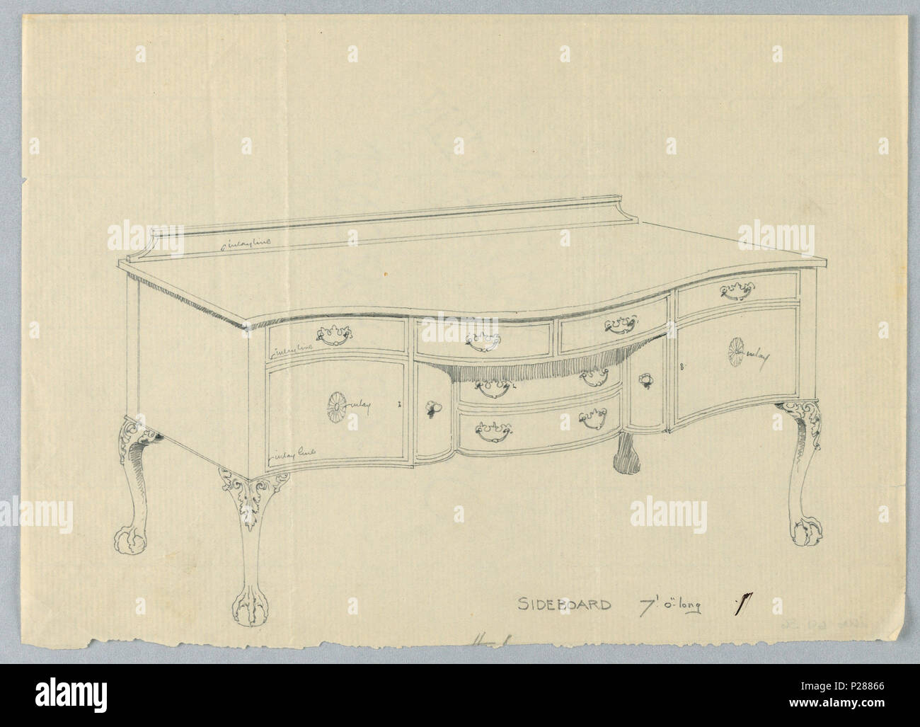 103 Drawing, Design for Sideboard with Cabriole Legs and Ball and Claw ...