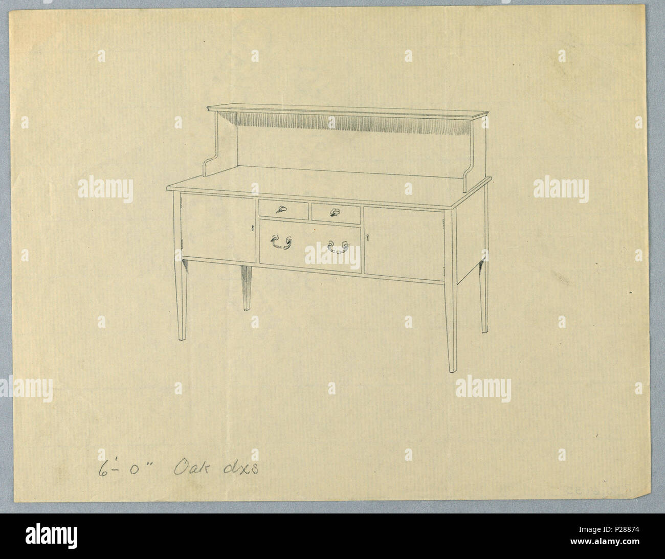 103 Drawing, Design for Sideboard with Top Shelf Supported by Volutes ...