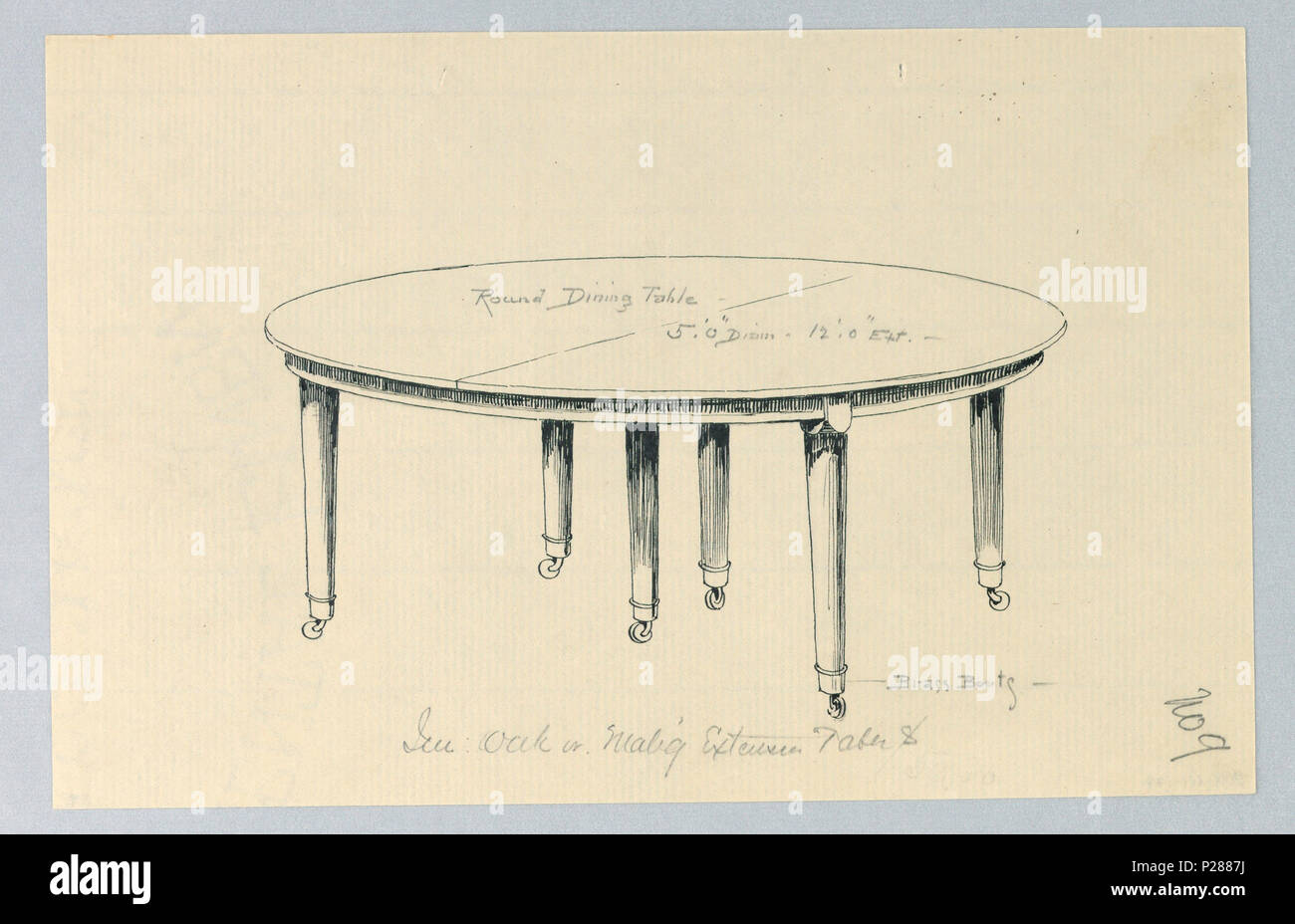 103 Drawing, Design for Six-Legged Round Dining Table, 1900–05 (CH ...