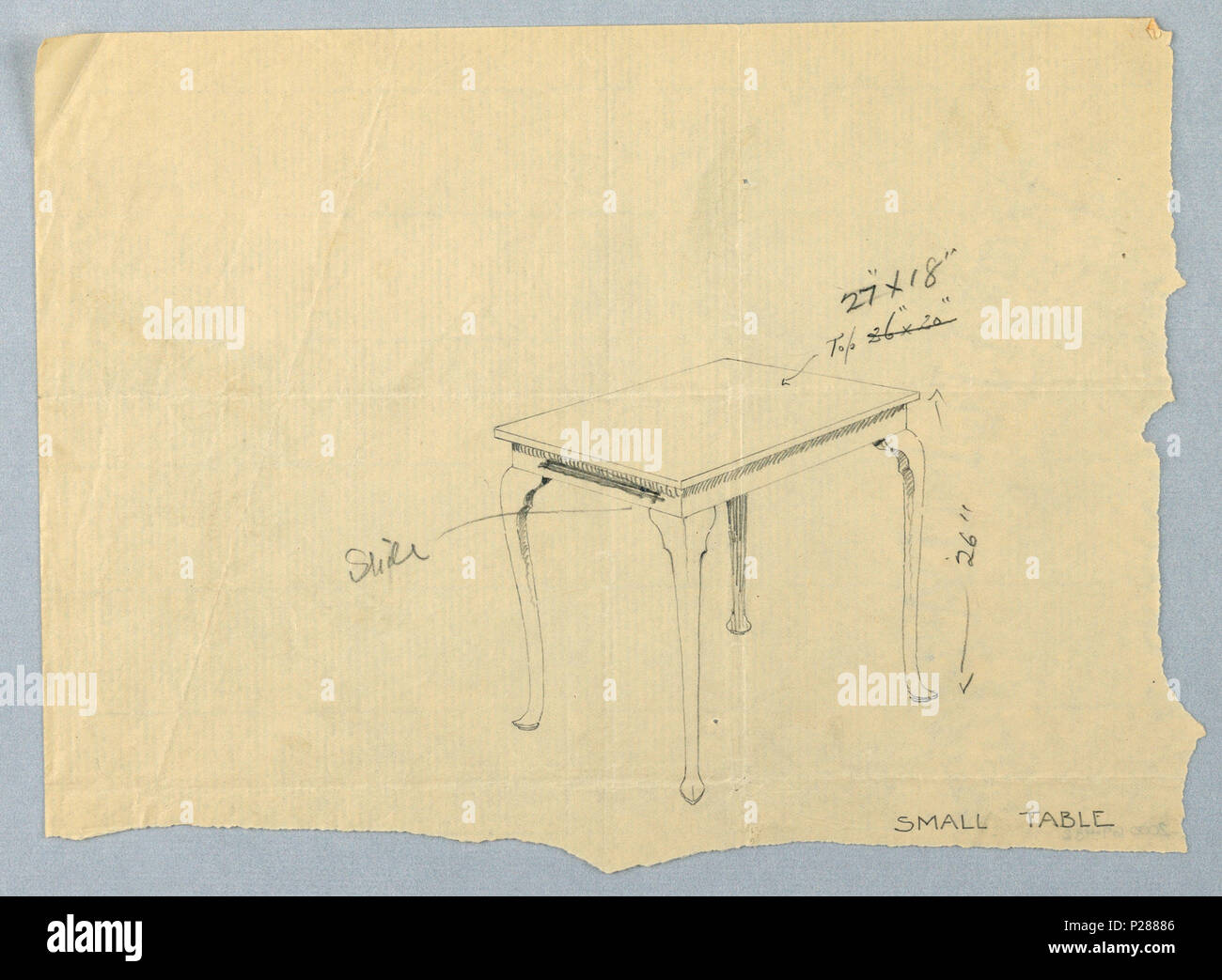 103 Drawing, Design for Small Rectangular Table with Sliding Block ...