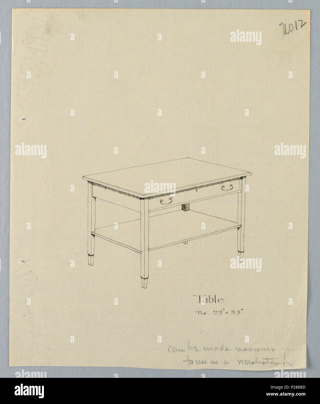 103 Drawing, Design for Small Rectangular Table with Drawer and Shelf ...