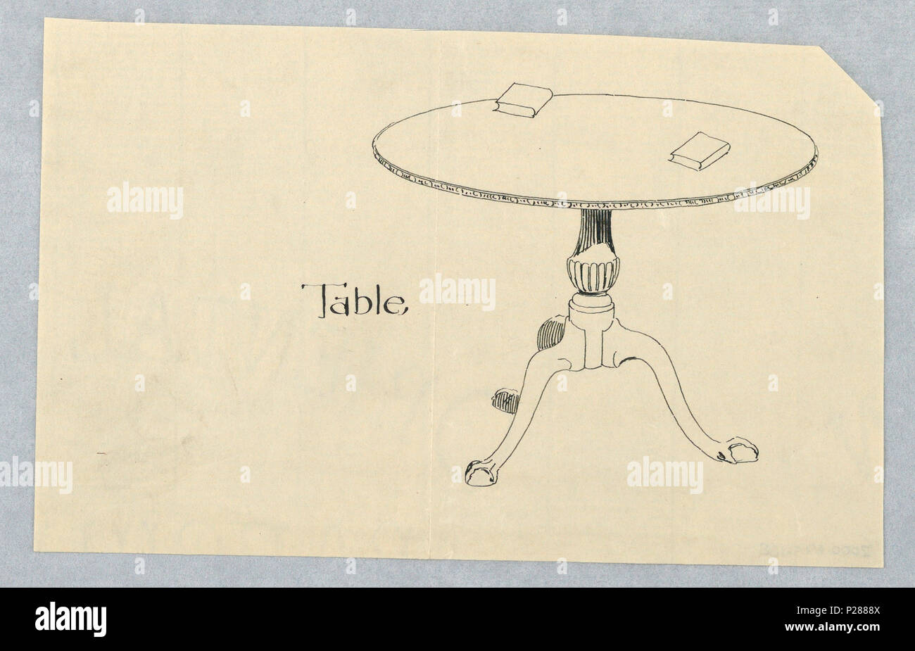 103 Drawing, Design for Small Round Table with Carved Border and Ball ...