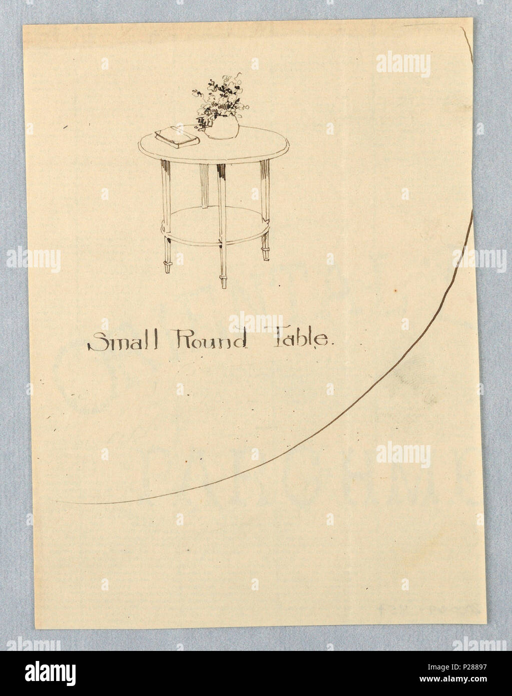 103 Drawing, Design for Small Round Table with Round Shelf and Tapering ...
