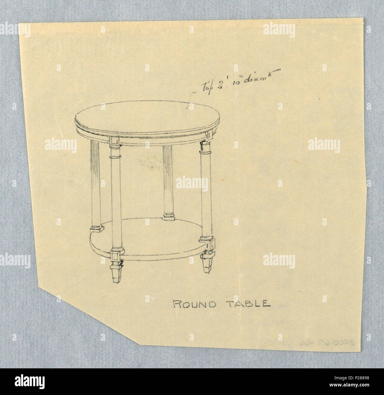 103 Drawing, Design for Small Round Table with Round Shelf and Columnar ...