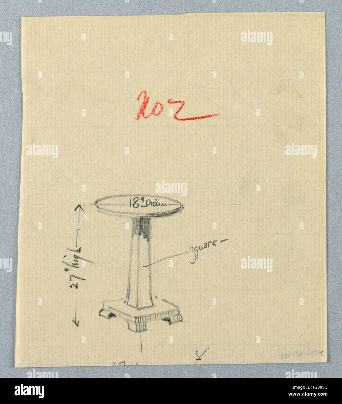 103 Drawing, Design for Small Round Table with Square Supports and ...