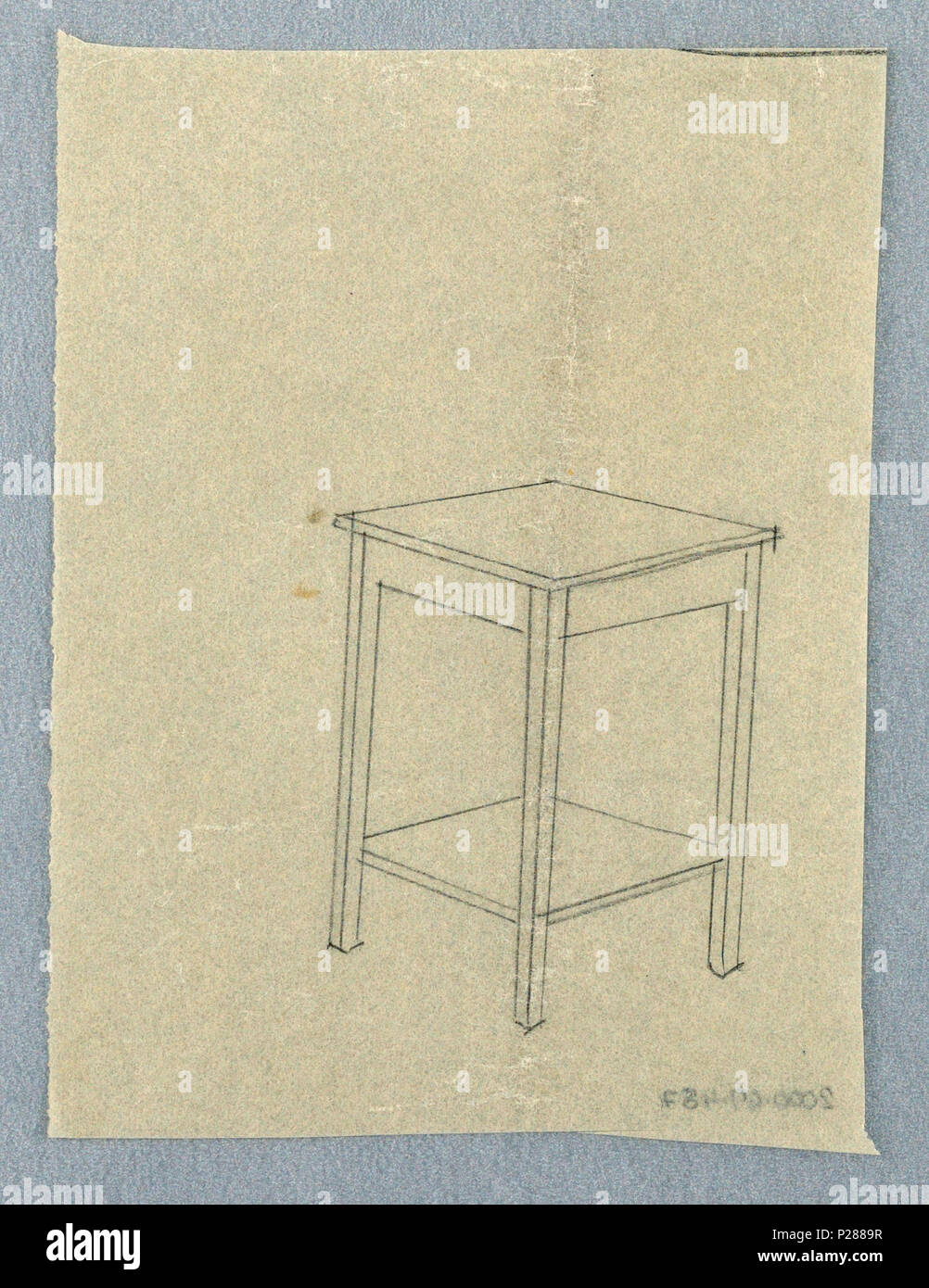 103 Drawing, Design for Small Square Table with Square Shelf and Square ...
