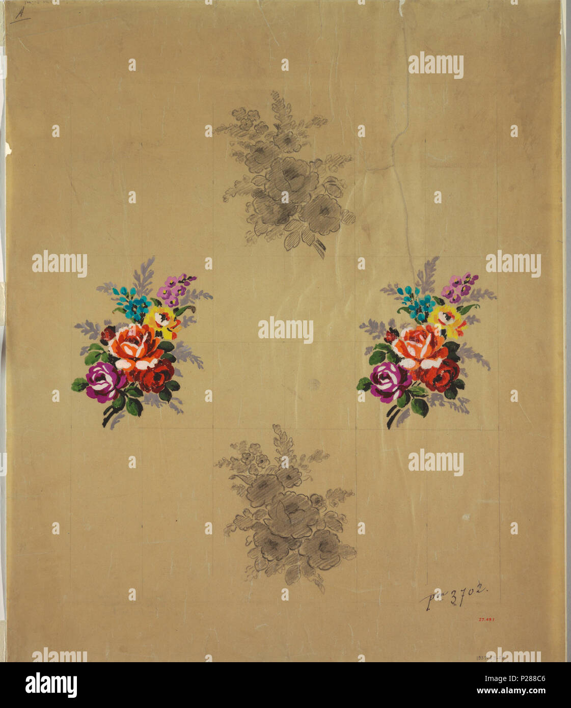 . English: Drawing, Design for Woven Textile, 1919 . English: Vertical ...