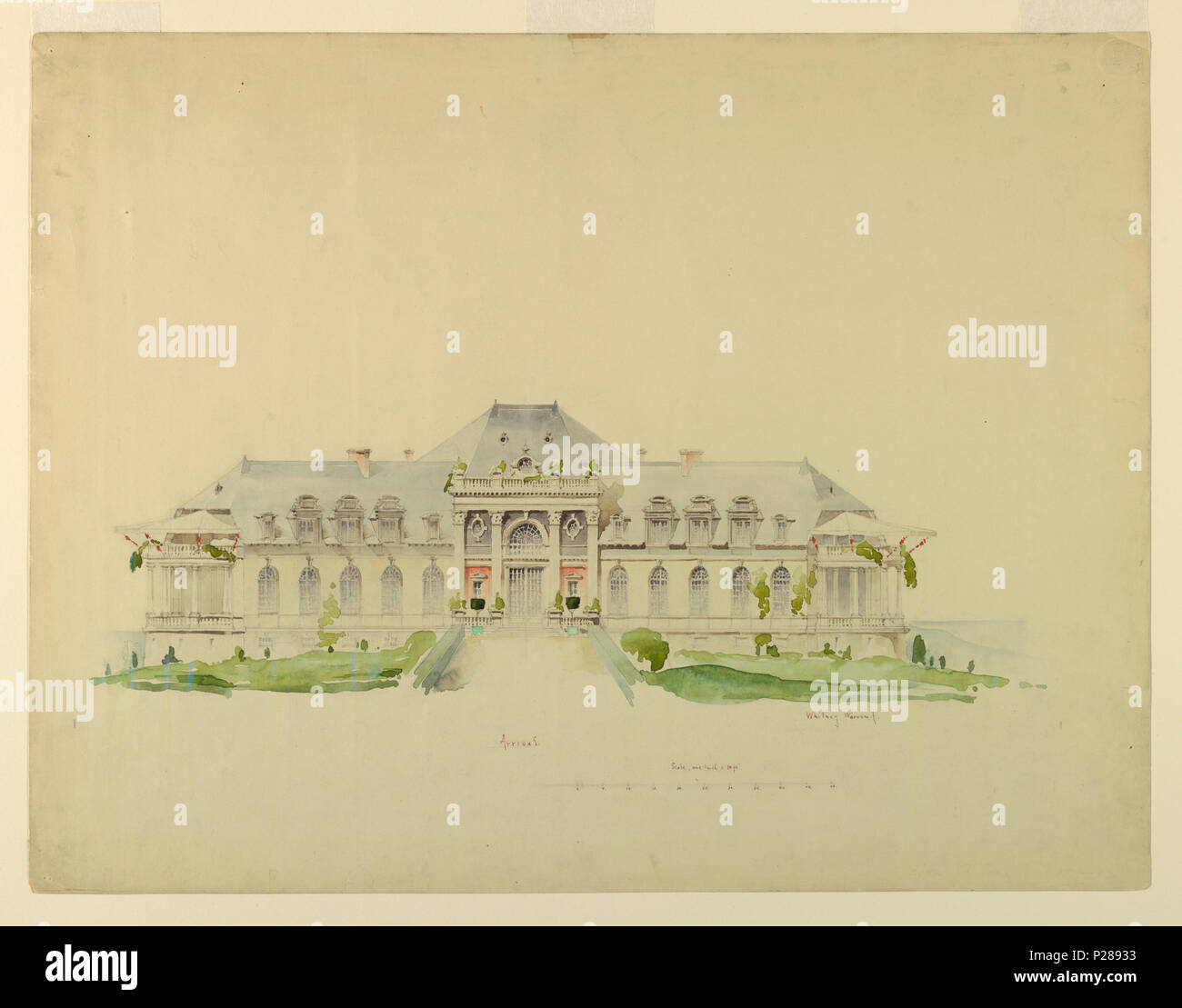105 Drawing, Front Elevation of the Newport Country Club, Harrison ...