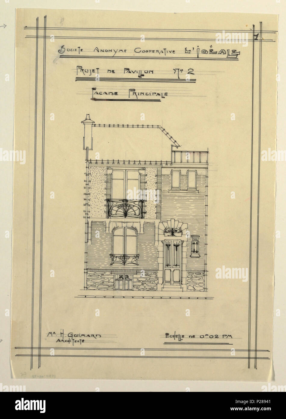 . English: Drawing, Front Elevation for a House for the Soiete Anonyme ...