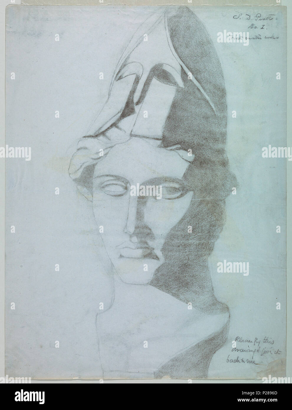 . English: Drawing, Head of Athena (from a cast), ca. 1895 . English ...