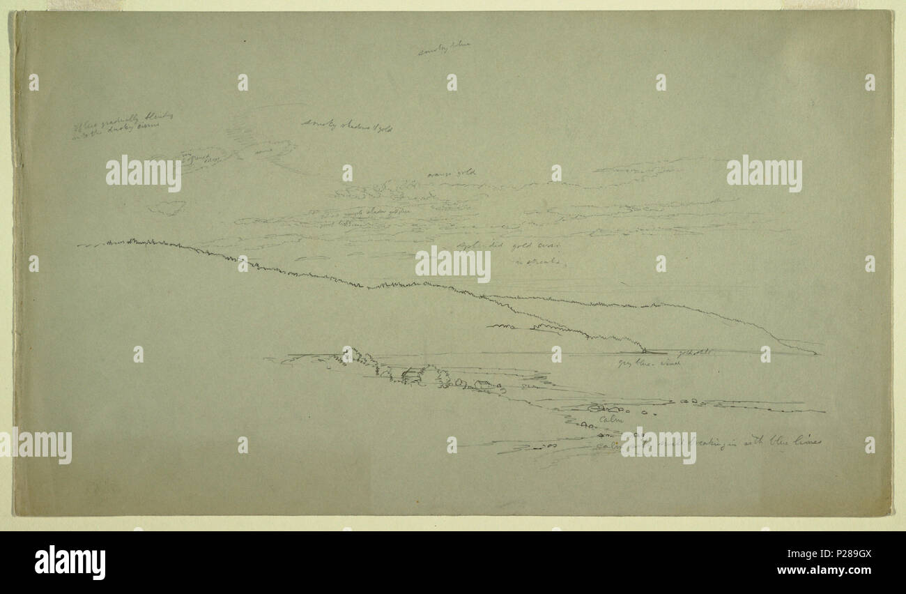 . English: Drawing, Landscape from an Eastern American Shore . before ...
