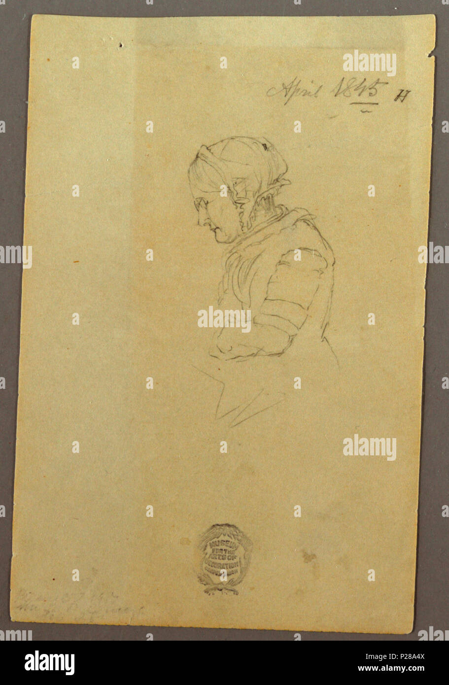 . English: Drawing, Old woman in profile . before 1917 (acquired date ...