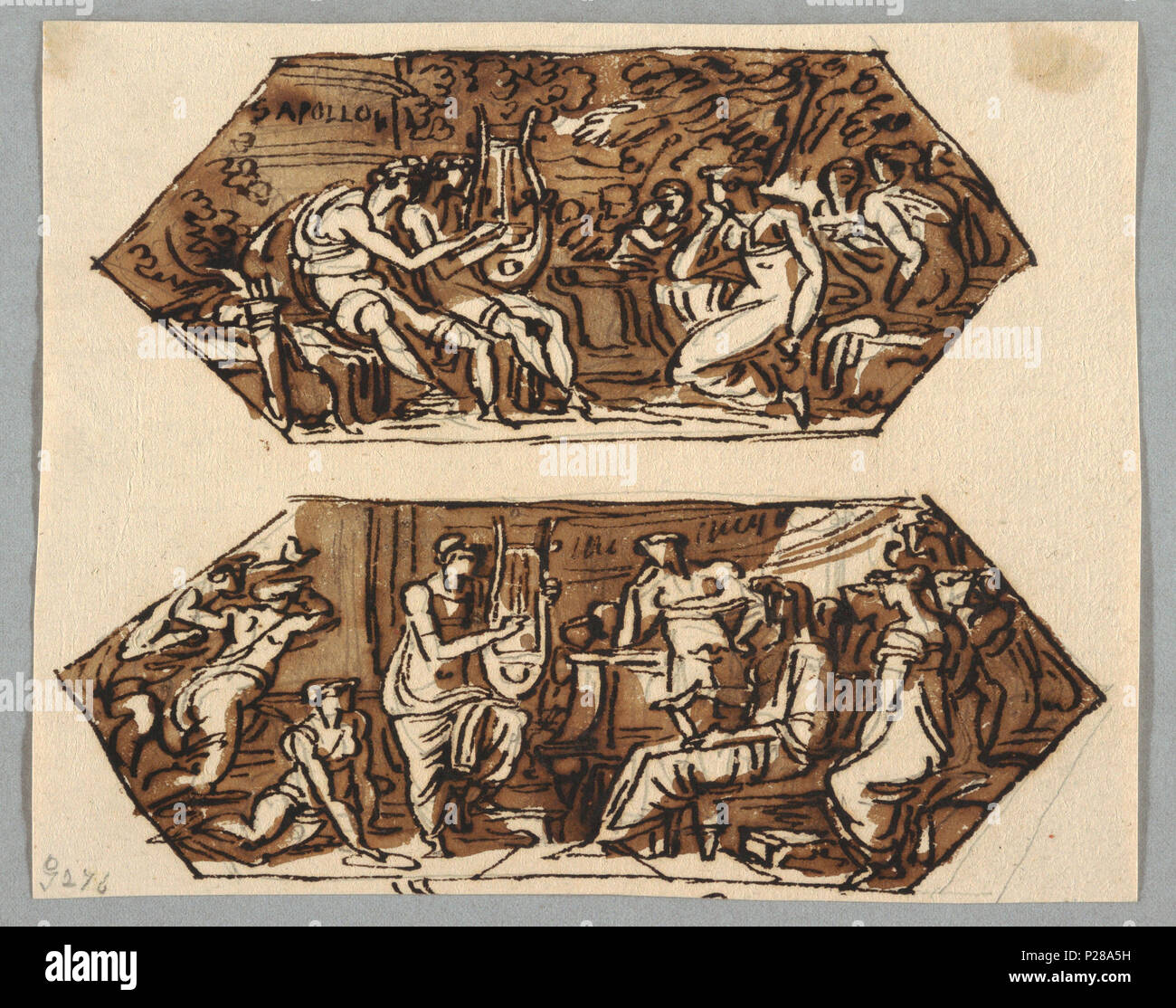 . English: Drawing, Orpheus Among the Muses; Orpheus Playing the Lyre ...