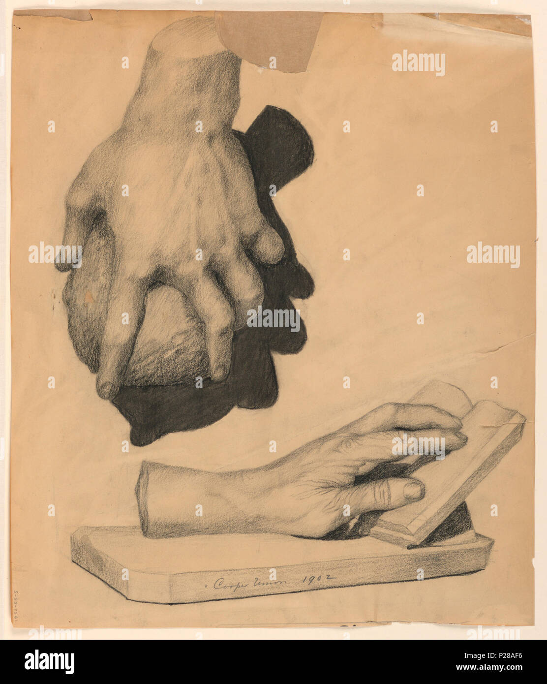 . English: Drawing, Rendering of Casts of Hands, 1902 . English ...