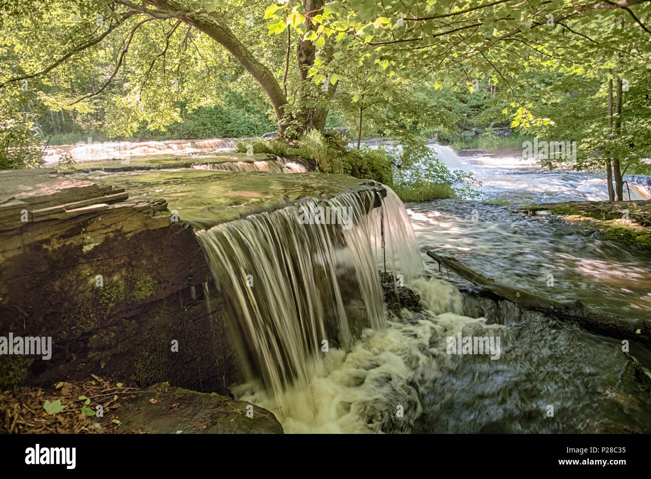 Beautiful summer waterfall landscape with vivid HDR colors Stock Photo ...
