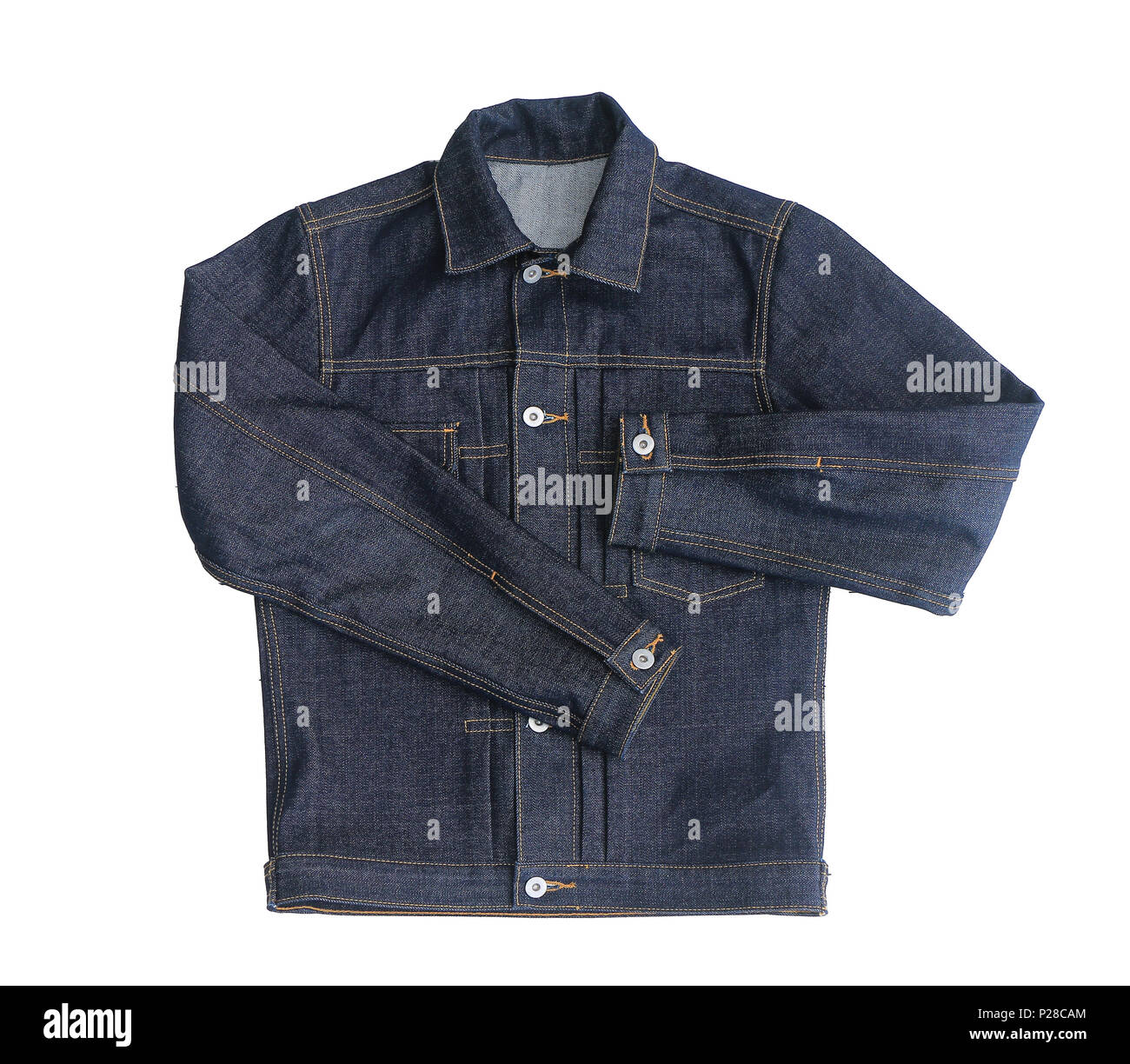 Close up jeans denim jacket isolated on white background Stock Photo ...