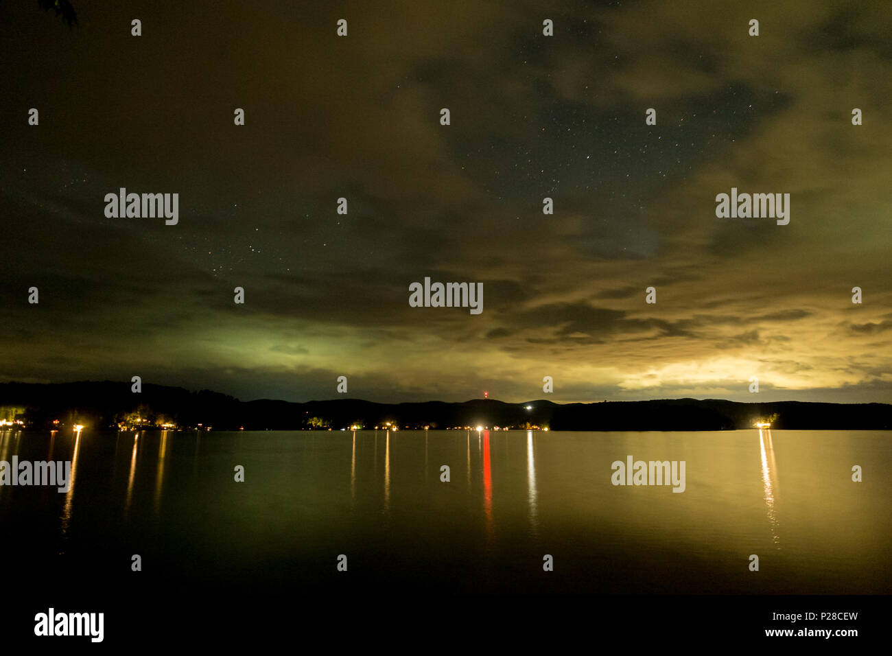 Lake Bomoseen landscape timelapse night starscape horizon Stock Photo ...
