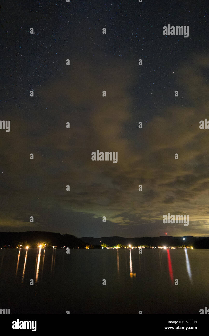 Lake Bomoseen landscape timelapse night starscape horizon Stock Photo ...