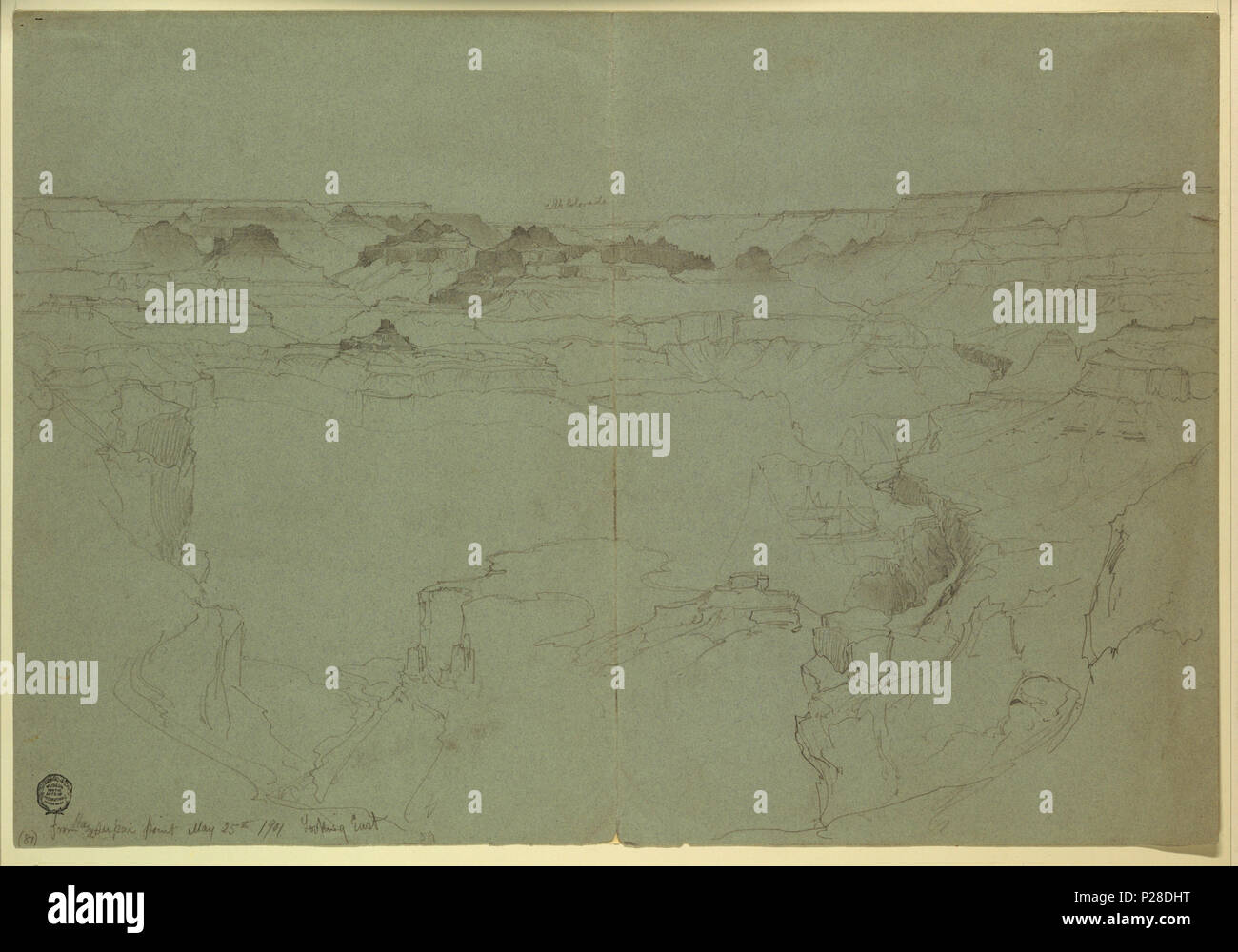 . English: Drawing, The Grand Canyon from Hava Supai Point, Looking ...