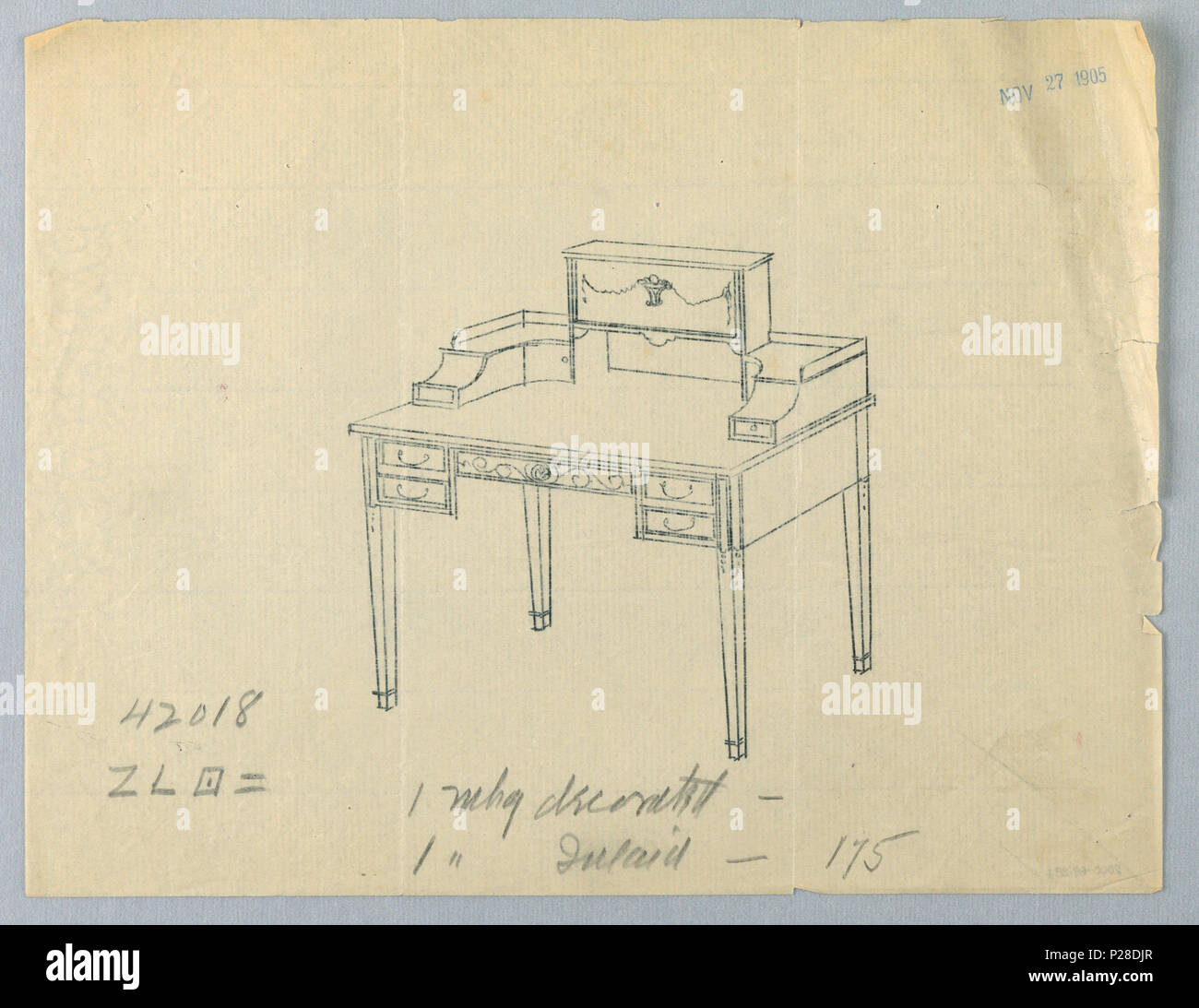 111 Drawing, Tracing of Design for Three-Tiered Writing Table -42018 ...