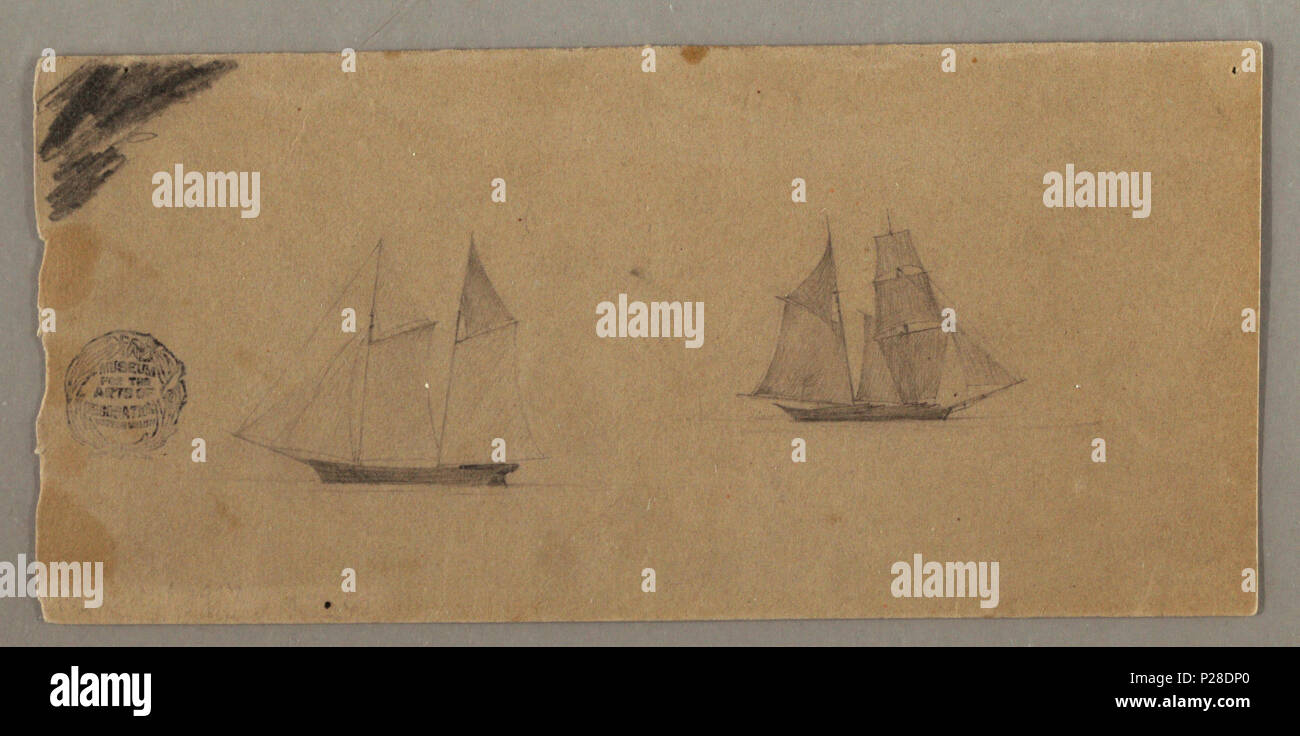 . English: Drawing, Two sail boats . before 1917 (acquired date) 112 ...
