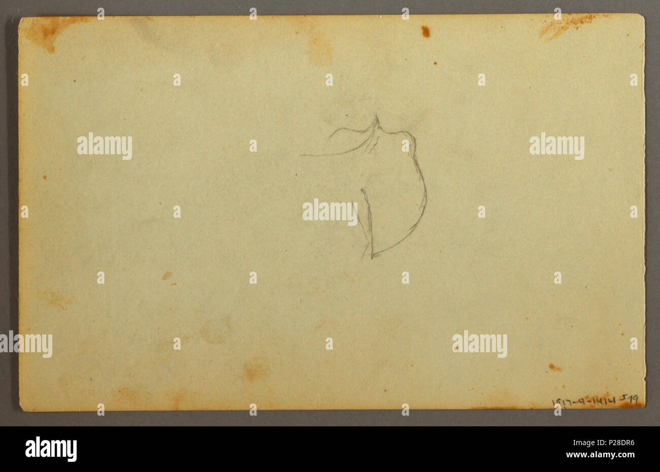 . English: Drawing, Valley with stream . English: Verso: Cow's hind ...