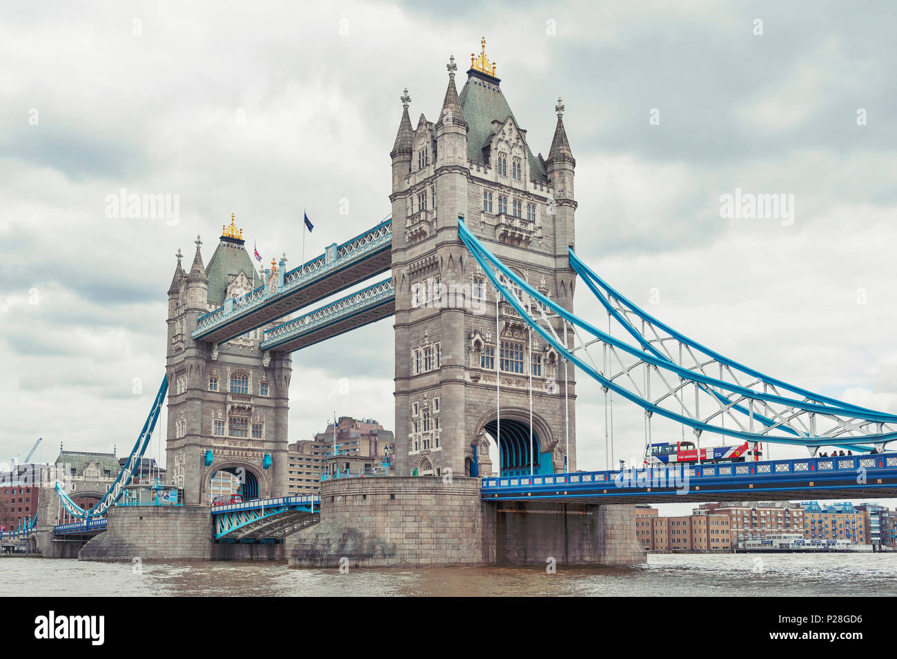 Tower Bridge, a combined bascule and suspension bridge with twin towers ...